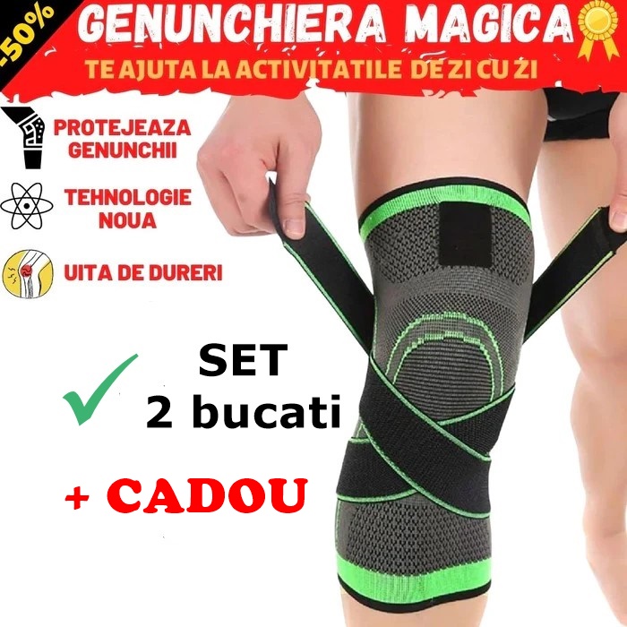 Set 2 X Genunchiera, Medicala, Elastica Ajustabila cu bretele elastice ...